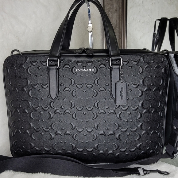 Coach | Bags | Nwt Coach Briefcase Work Bag Signature Leather Designer ...